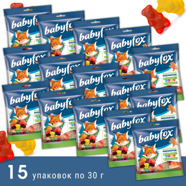 Мармелад детский жевательный Baby Fox с соком и витаминами 15 упаковок ...