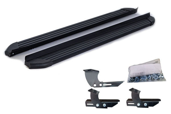 Пороги подножки алюминиевые черные для Toyota Land Cruiser Prado 120 ...