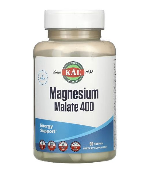 KAL, Magnesium Malate 400, 90 таблеток, КАЛ Магний Малат, здоровье ...