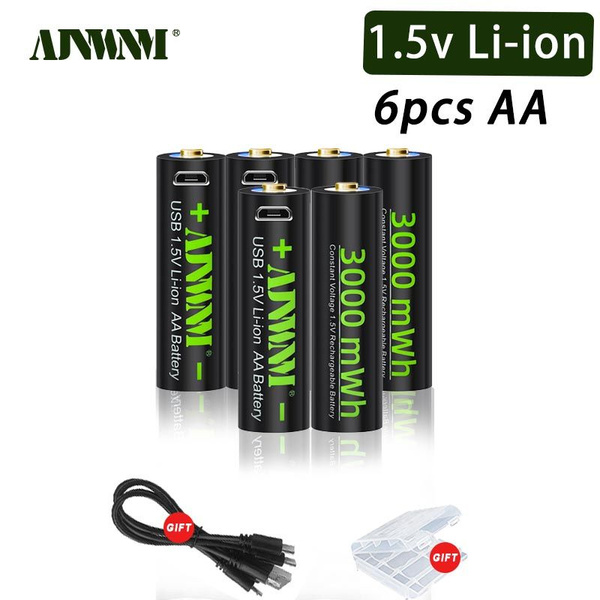 AJNWNM Аккумуляторная батарейка AA, 1,5 В, 3000 мАч, 6 шт купить на OZON по низкой цене (1222661969)