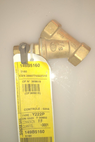 Фильтр сетчатый Danfoss 3/4" Dn20 Pn25 Y222P со спускным краном, латунь ...