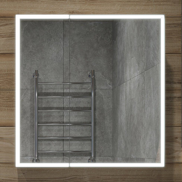 Зеркало-шкаф STWORKI Стокгольм МВК082 80 со светодиодной подсветкой, 80, 3 см, белое, лофт ...