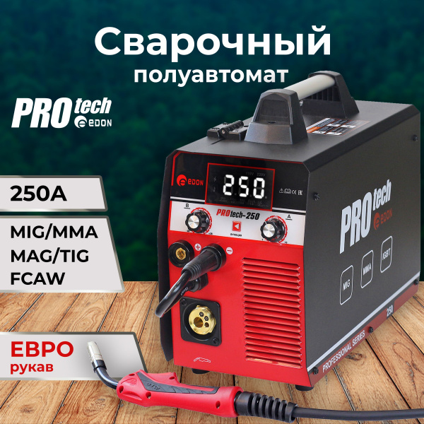 Сварочный аппарат Edon, Защита от перегрева, Антизалипание электрода, Инверторный, Защита от ...