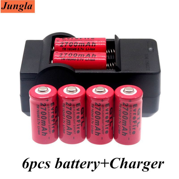 2700mah 3.7 V Литий - ион 16340 CR123A Светодиодный фонарик Аккумулятор ...