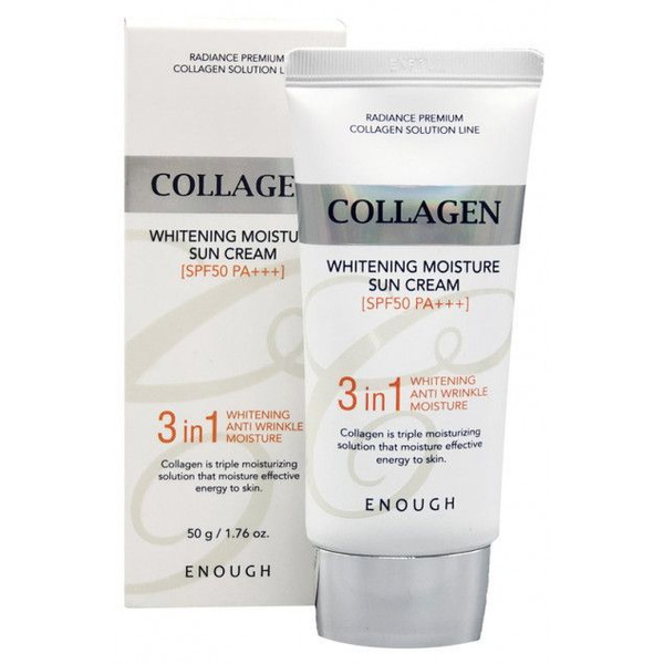 Крем от загара SPF 50, ENOUGH Collagen 3in1 Sun cream, осветляющий ...