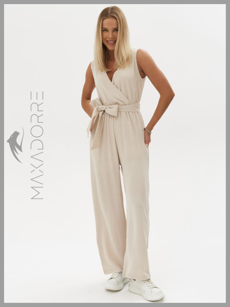 MAXADORRE Комбинезон женский летний брючный вечерний с брюками с поясом, Женский, Лето, размер ...