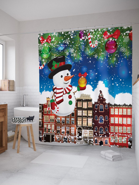 Штора для ванной 200x180 см JoyArty ширма плотные ширина 180 высота 200 для бани санузлов дома ...