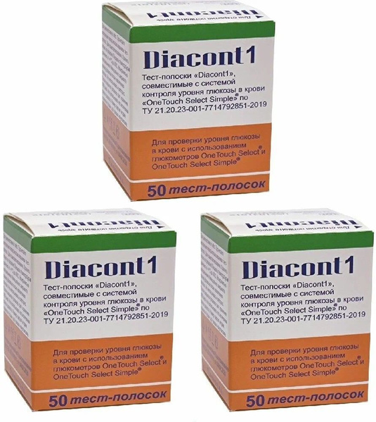 Тест-полоски Diacont1 (Диаконт1) для глюкометров OneTouch Select ...