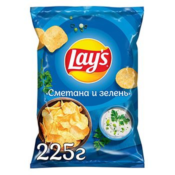 Чипсы картофельные со вкусом сметаны и зелени, Lay s, 225 г, Россия - в заказе 1 шт. - купить с ...