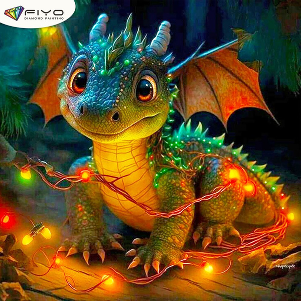 FIYO Алмазная мозаика "Клуб "Дракон" Круглая 30x30 см(без рамки ...