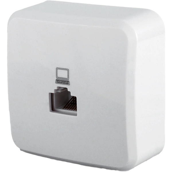 Розетка компьютерная накладная RJ45, цвет белый - купить с доставкой по ...