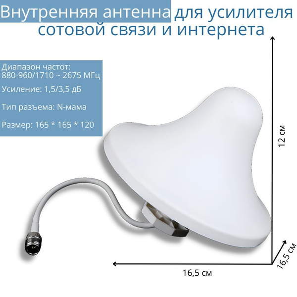 Антенна всенаправленная широкодиапазонная внутренняя GSM/3G/4G (800 ...