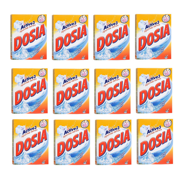 Dosia Стиральный порошок Active 3 Альпийская свежесть, 365 г, 12 штук ...
