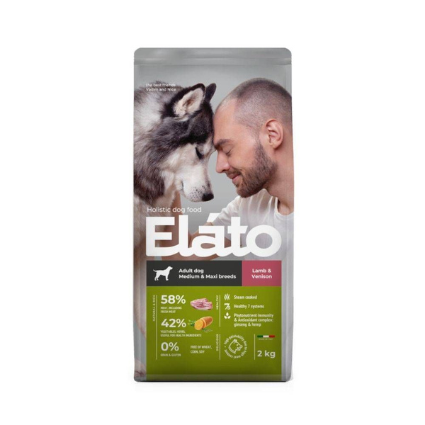 Elato Holistic корм для собак средних и крупных пород Ягненок и Оленина ...