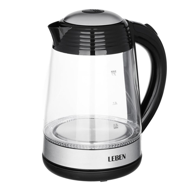Чайник электрический стеклянный 1,7 л LEBEN, 1850 Вт купить на OZON по низкой цене (1086929580)