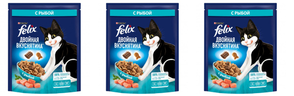 Felix сухой корм для взрослых кошек с рыбой Двойная вкуснятина, 200 г ...