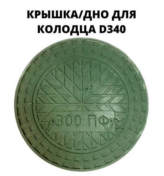 Люк/дно/крышка для дренажного колодца 340 (340/300), цвет - зеленый ...