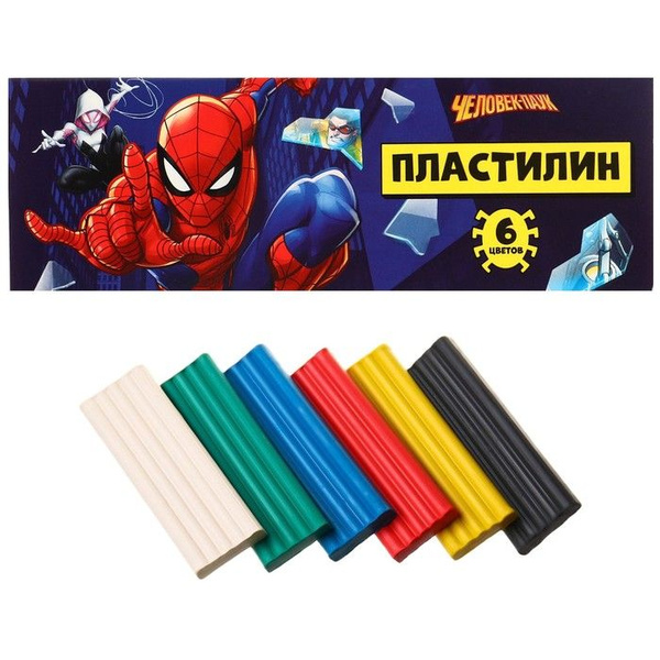 Пластилин 6 цветов 90 г "Человек-паук" - купить с доставкой по выгодным ...
