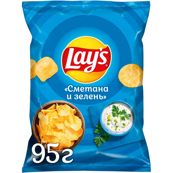 Чипсы Lay's сметана и зелень, 95 г - купить с доставкой по выгодным ценам в интернет-магазине ...