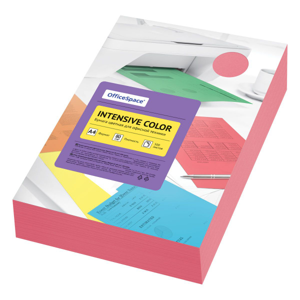 Бумага цветная OfficeSpace "Intensive Color", А4, 80 грамм/м , 500 ...