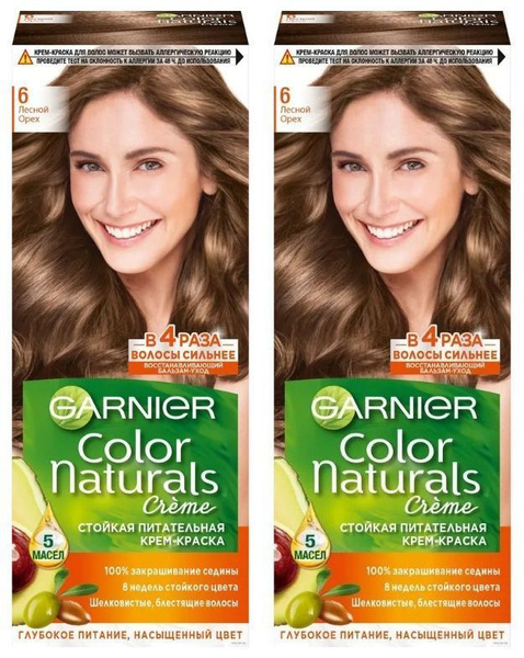 Garnier Стойкая крем-краска для волос Color Naturals, тон 6 Лесной орех ...