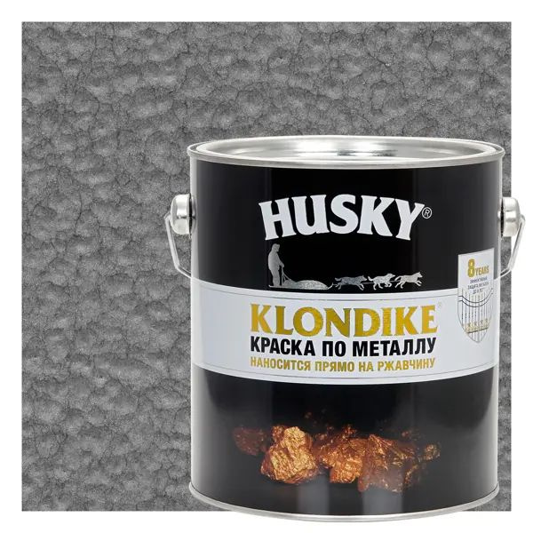 Эмаль HozblockRF Краска по металлу Husky Klondike молотковая цвет серый ...
