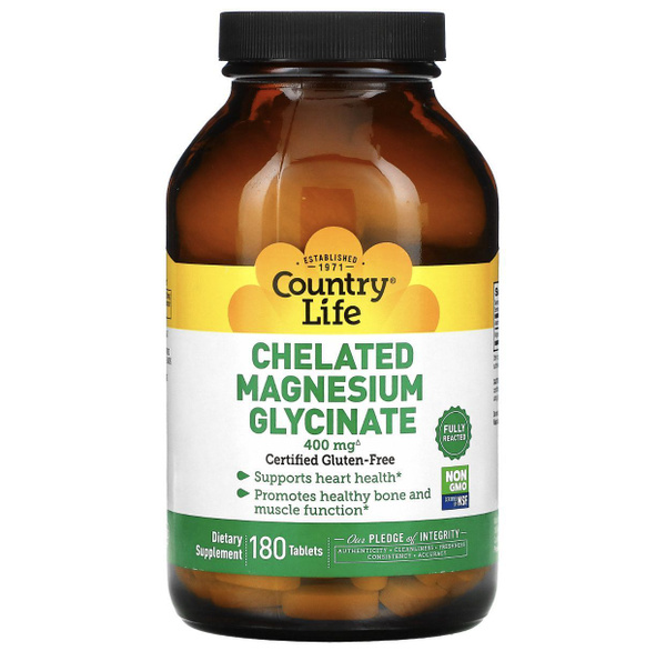 Country Life, Магний глицинат, Chelated Magnesium Glycinate, 400 мг ...