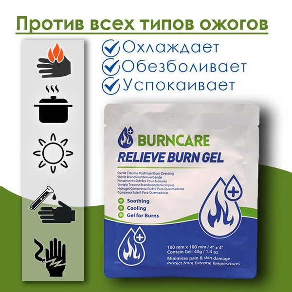 Противоожоговая повязка на рану, средство от ожогов / обезболивающая ...