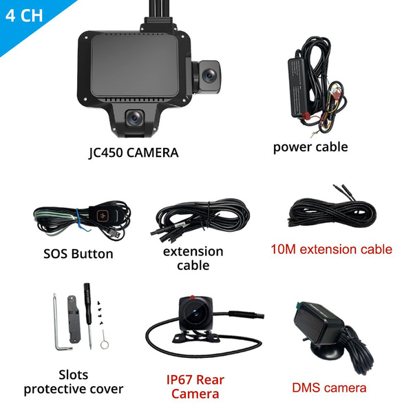Регистратор вождения jimi jc450 4g ai dashcam adas 3/4 канала живое видео gps-слежение удаленный ...
