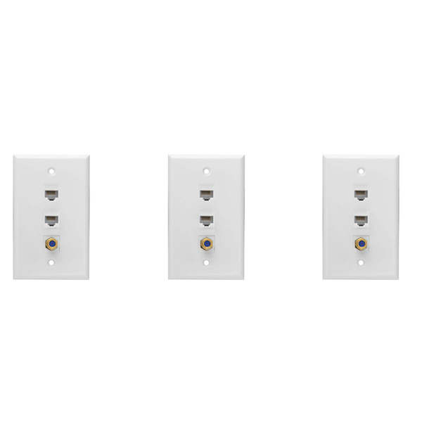 Настенная коаксиальная панель Ethernet 2 порта Cat6 Rj45 Keyone и 1