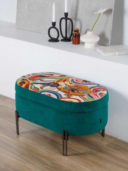 Банкетка Банкетка_Оранжевая с крышкой в гобелене_hochustul, Микровелюр ...