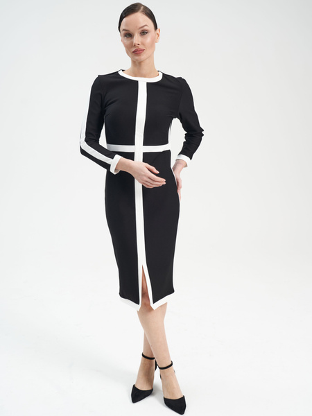 Женское классическое платье Крест, DAZZLE STYLE, черный-белый, 48 ...