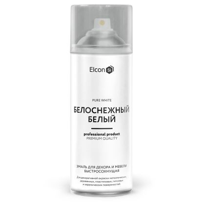 Эмаль Elcon для декора и мебели Elcon быстросохнущая белоснежный белый, аэрозоль 520 мл ...