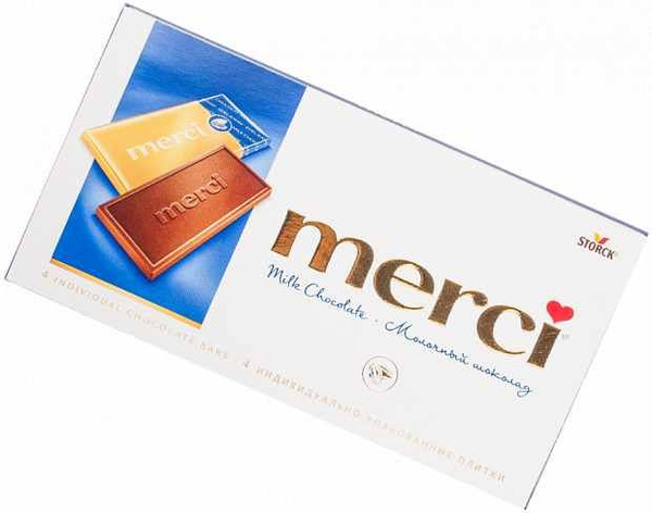 Шоколад молочный Merci Milk 100 гр*4 шт - купить с доставкой по ...