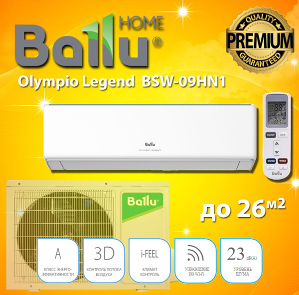 Сплит система / Кондиционер Ballu BSW-09HN1_23Y до 25 м2 - купить по ...