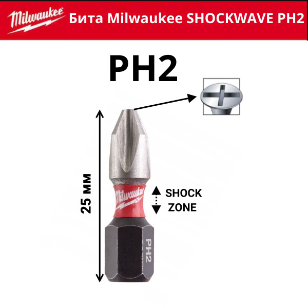 Бита Milwaukee SHOCKWAVE PZ3 150мм, 1/4", 25 мм - купить по низким ...