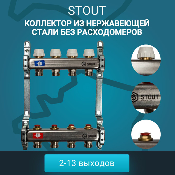 Коллектор STOUT из нержавеющей стали без расходомеров 5 выходов SMS ...