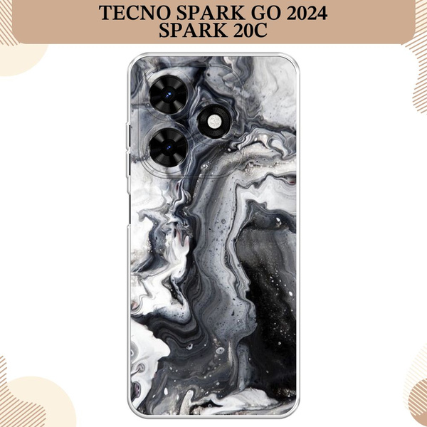 Силиконовый чехол на Tecno Spark Go 2024 Spark 20c Текно Спарк Го 2024 Спарк 20c Бело черные