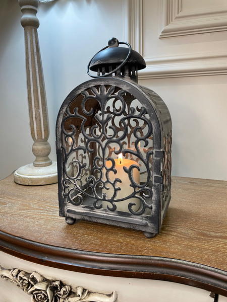 Подсвечник Фонарь Ажурный/Серый/Металл А0304 - купить по выгодной цене ...