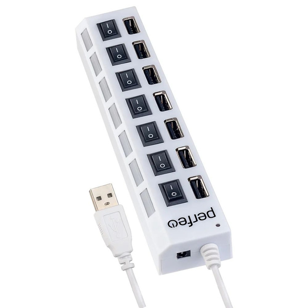 USB-концентратор Perfeo USB-HUB 7 Port, (PF-H033 White) белый PF_C3224 - купить с доставкой по ...