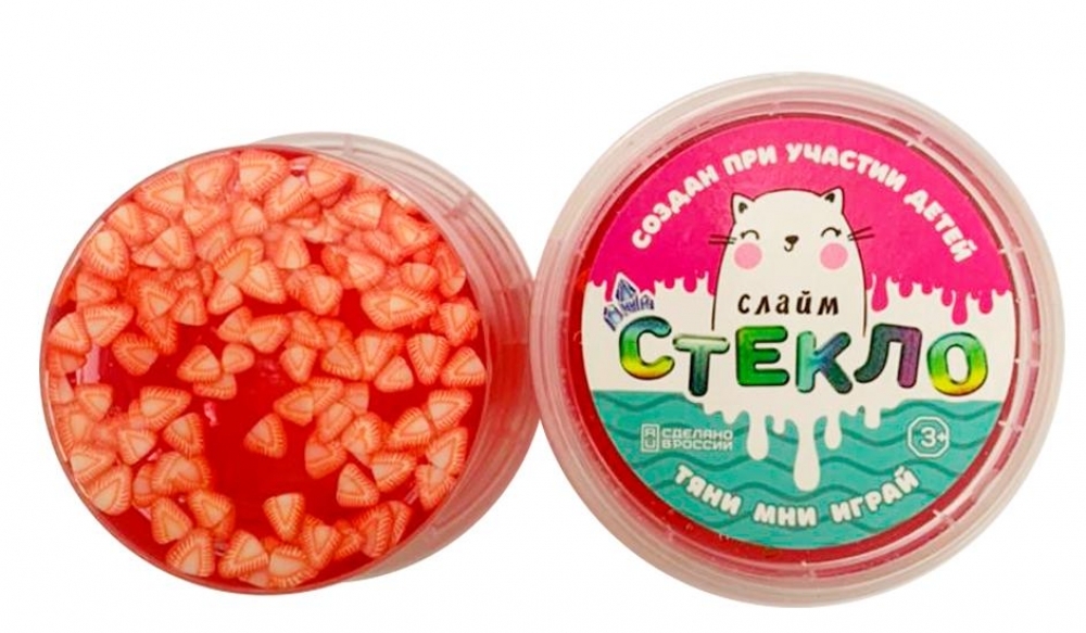 Слайм "Стекло" (антистресс игрушка), Красный, 100 грамм, с наполнителем ...
