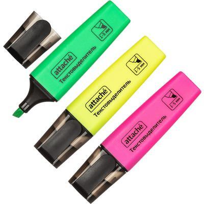 Набор текстовыделителей Attache Colored толщина линии 1-5 мм, 3 цвета ...