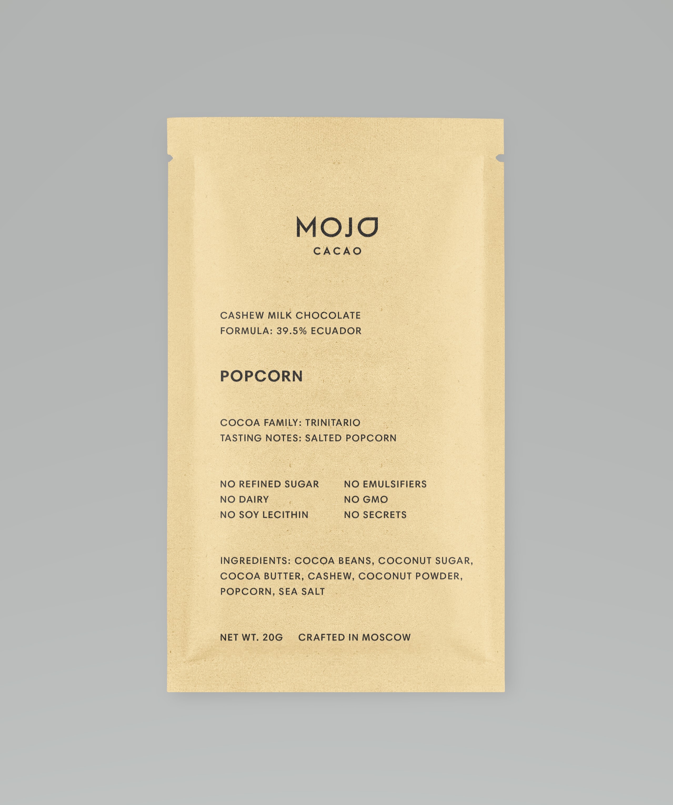 Шоколад молочный Mojo Сacao Popcorn, с воздушным соленым попкорном, 39 ...