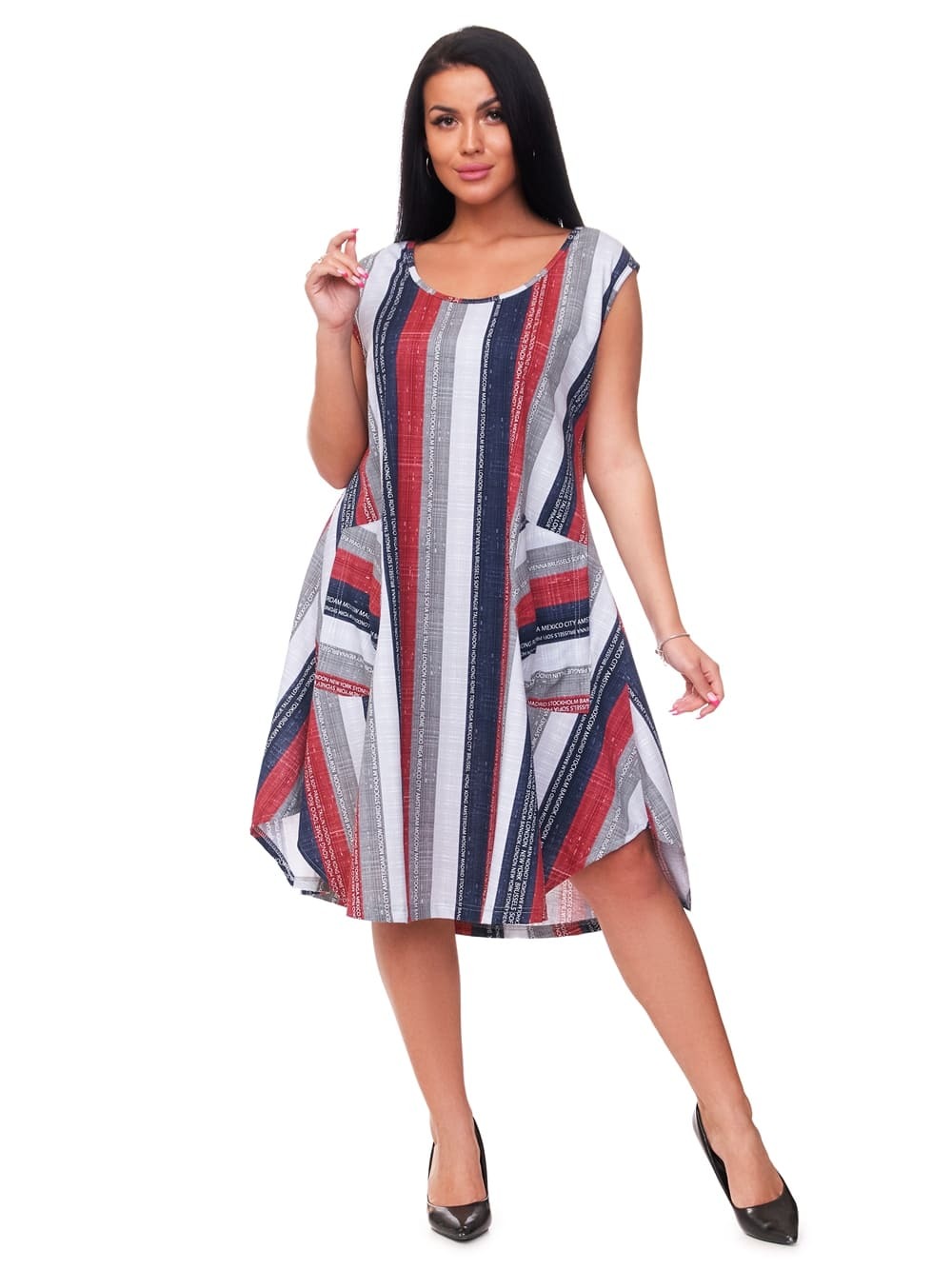 Женский сарафан в полоску Б62БР (54) Танцы, Женский, Лето, размер 54, материал Хлопок, Кулирка ...