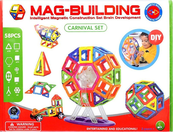 Магнитный, Развивающий Конструктор Mag-Building 58 деталей, для Детей ...