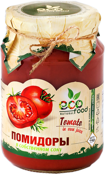 Помидоры в собственном соку, 750г ECOFOOD - купить с доставкой по ...