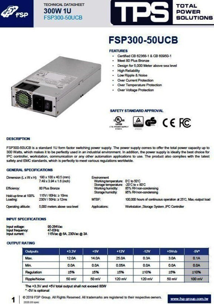 FSP Блок питания компьютера FSP300-50UCB, 300 Вт (FSP300-50UCB ...