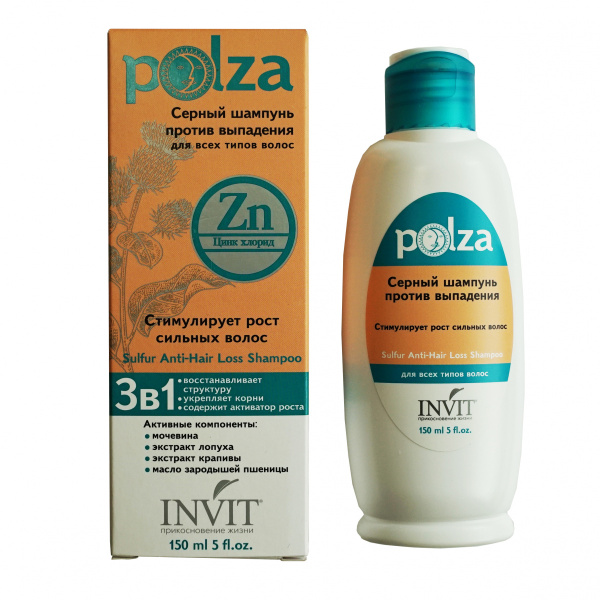 INVIT Серный шампунь против выпадения волос INVIT - Sulfur Anti Hair Loss Shampoo, серии "POLZA ...