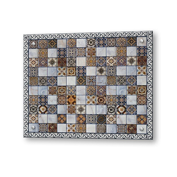 Защитный экран от брызг жира и масла на плиту, стекло " Турецкая плитка ...