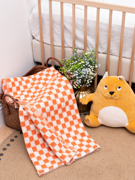 Одеяло байковое детское 100х140, оранжевая клетка - купить с доставкой ...